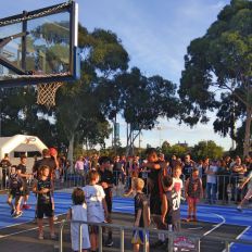 MSF Basketball Hoop Trailer - Melbourne United Portable Hoop Hire